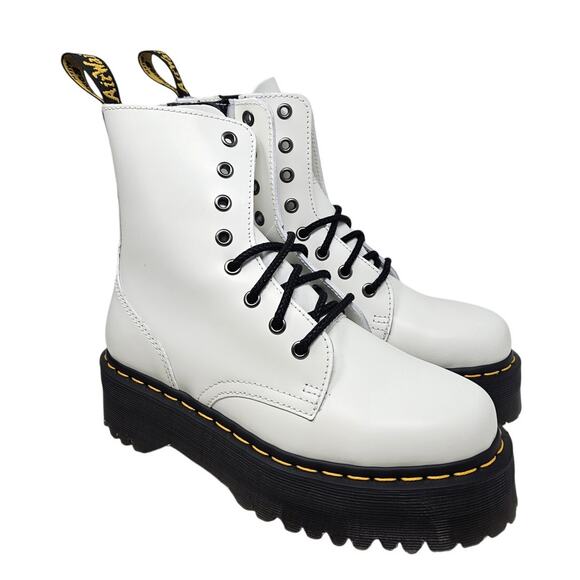 Dr. Martens | Shoes | New Dr Martens 38 White Leather Platform Boot Combat Jadon Goth Whimsygoth ...